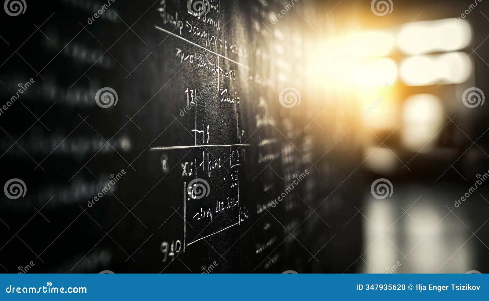 Old Fashioned Blackboard with Mathematical Formula and Calculations ...