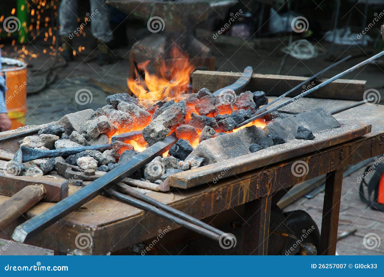 Old-fashioned Blacksmith Furnace Stock Image - Image of anvil ...