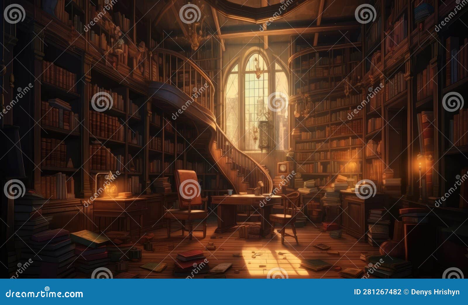 Old-fashioned Book Storage Featuring Plethora of Cabinets and Shelves ...