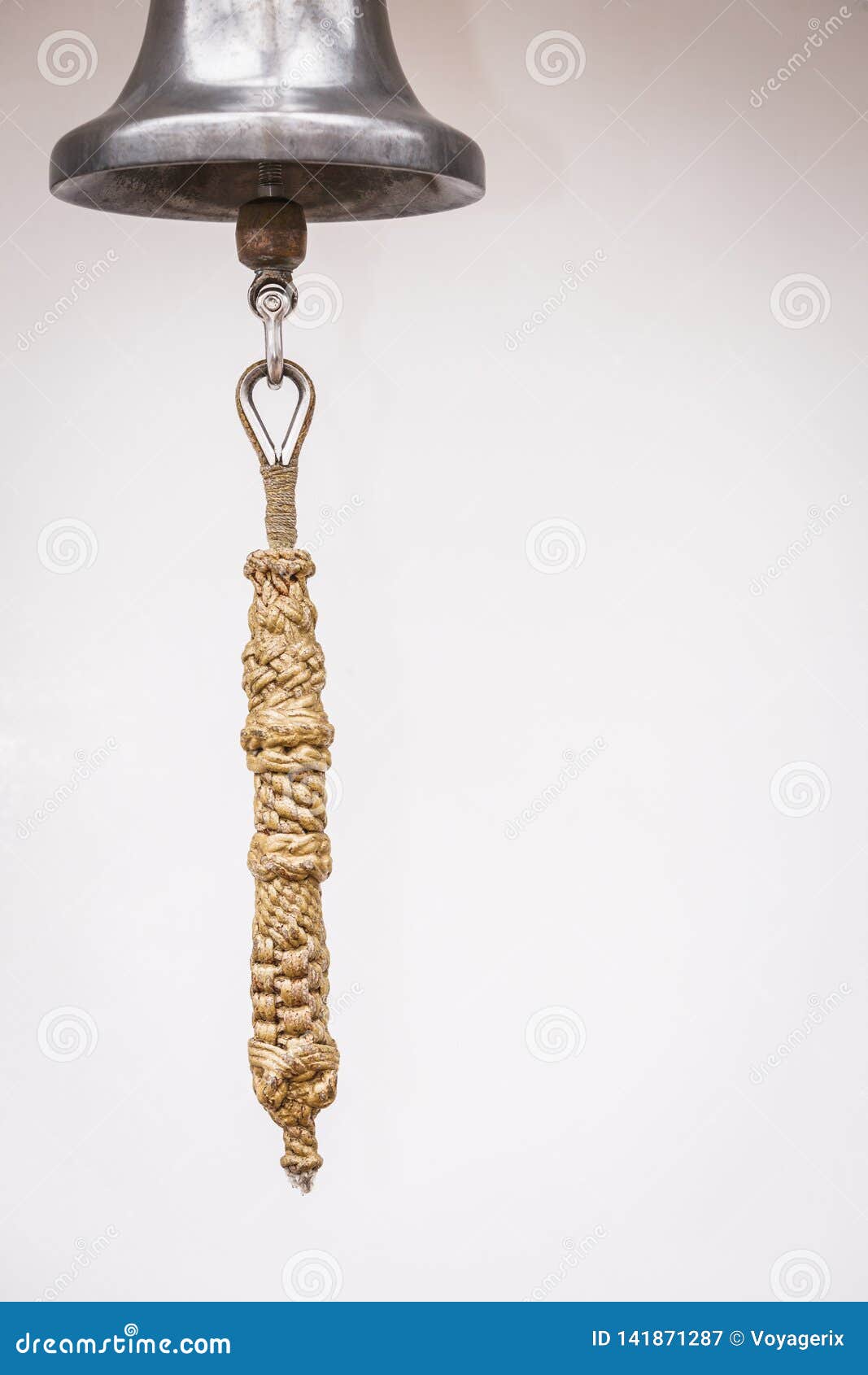 Old Fashioned Brass Bell with Rope Stock Image - Image of alert, bell ...