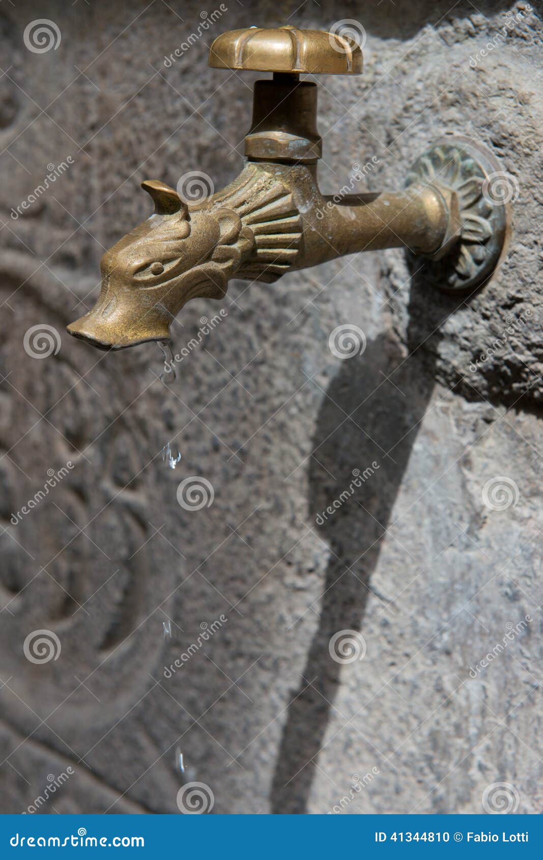 Old Fashioned Bronze Tap Running Stock Photo - Image of close, drop ...