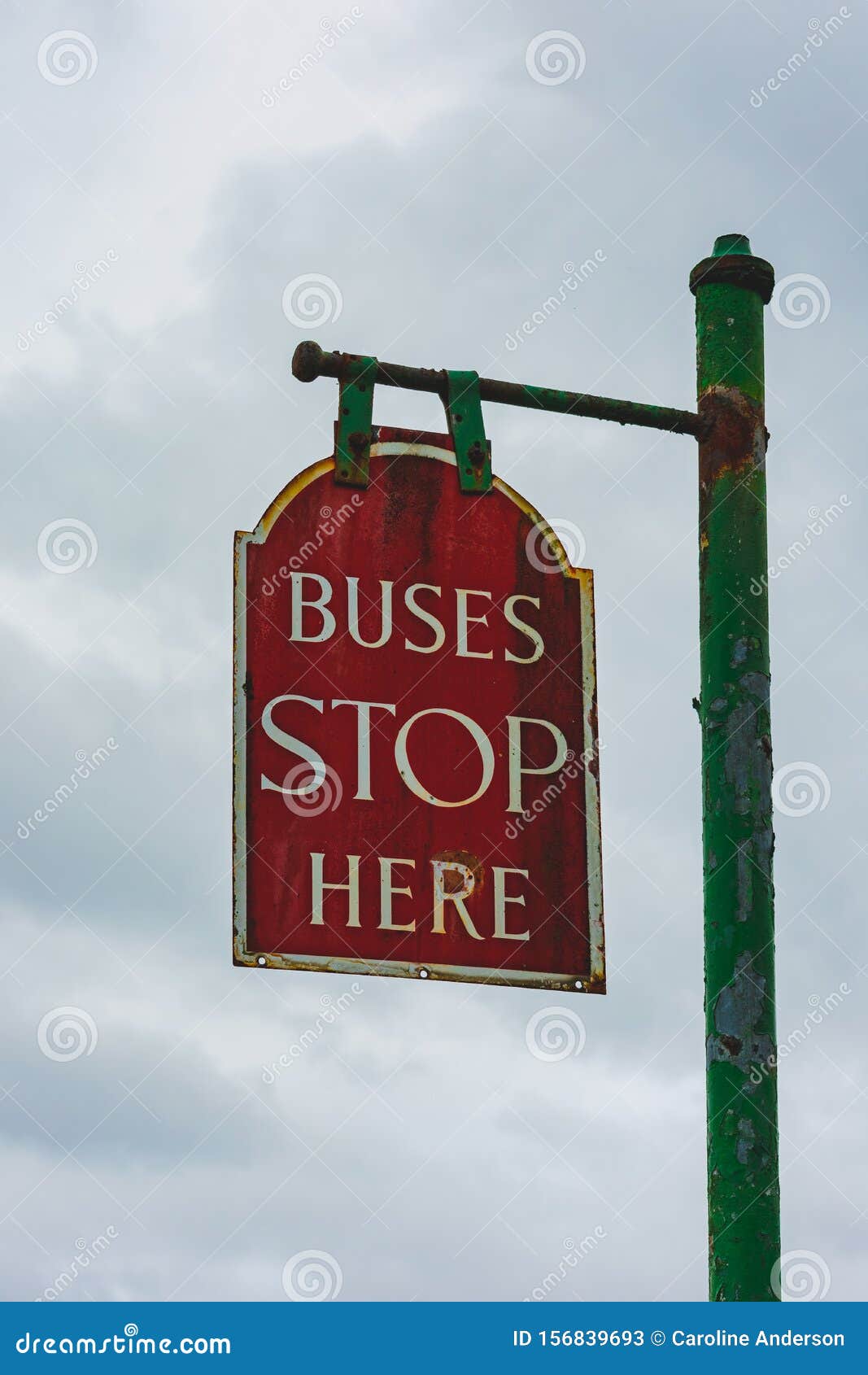 Old Fashioned Bus Stop Sign Stock Image - Image of public, kingdom ...