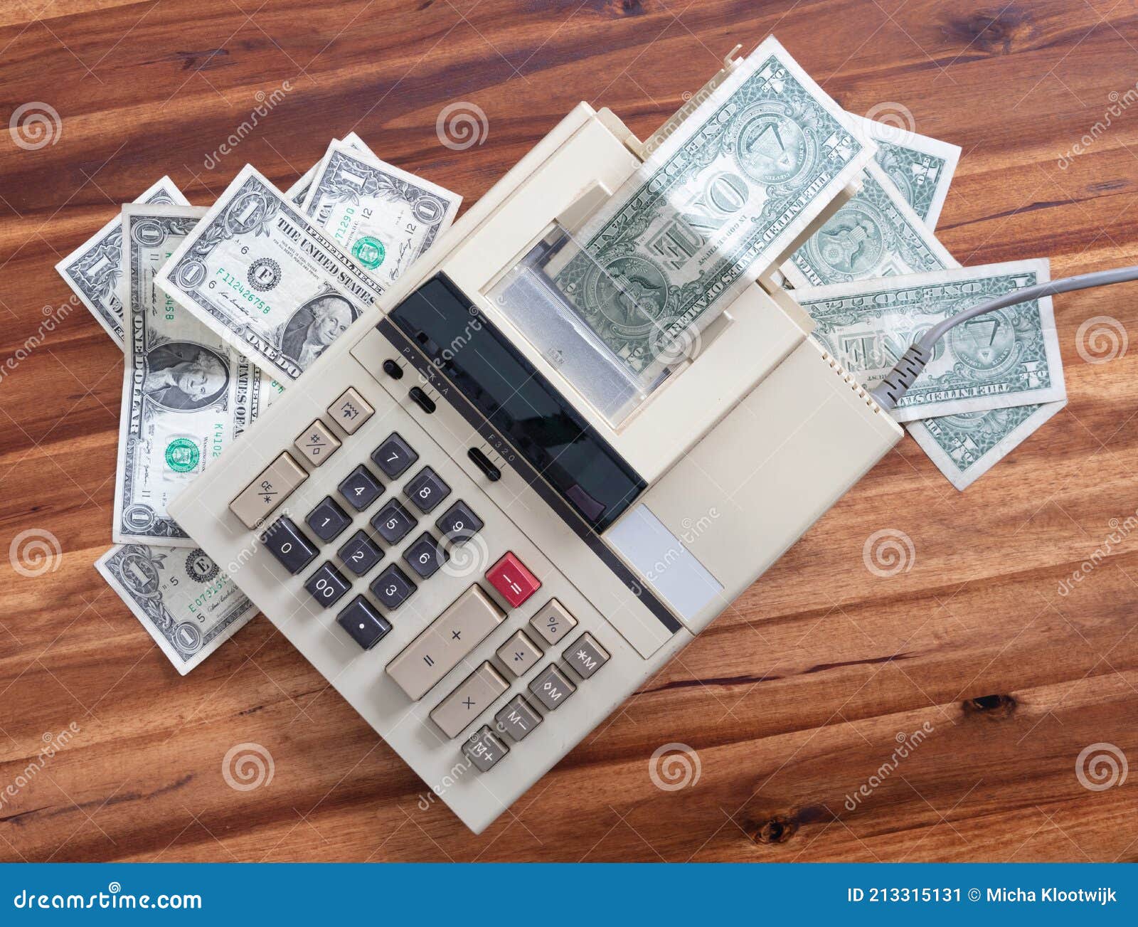 Old Fashioned Calculator and Dollars Stock Image - Image of success ...