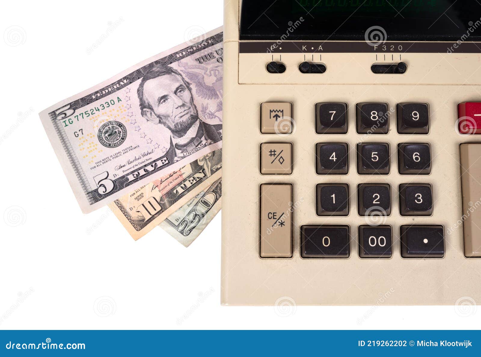 Old Fashioned Calculator Dollars Stock Photo - Image of paper ...