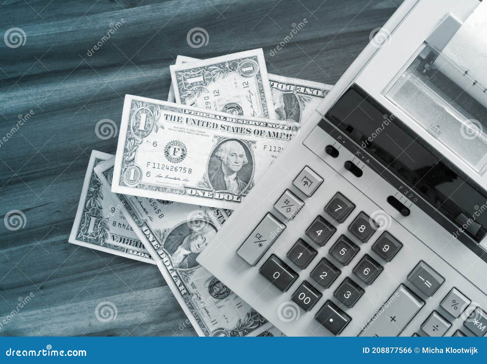 Old Fashioned Calculator and Dollars Stock Photo - Image of business ...