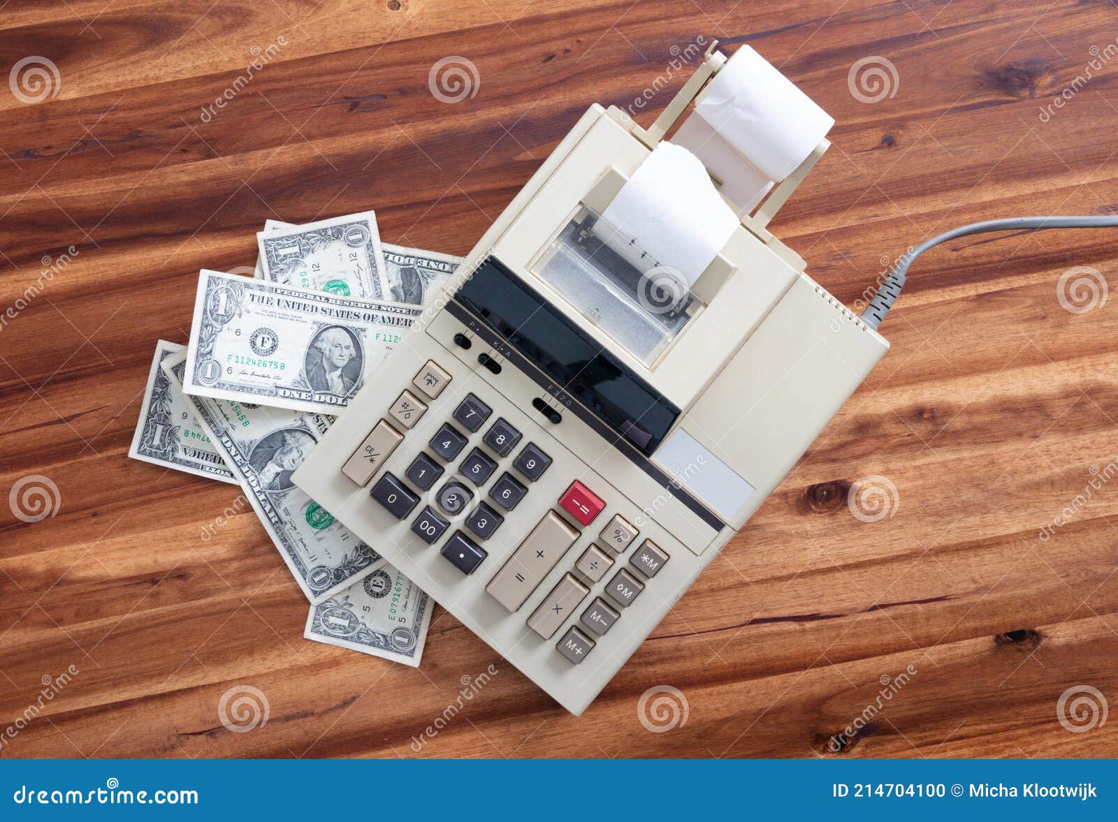 Old Fashioned Calculator and Dollars Stock Photo - Image of financial ...