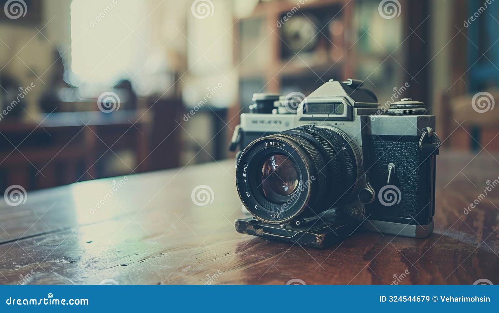 Old Fashioned Camera Lens Captures Nostalgic Black And White ...