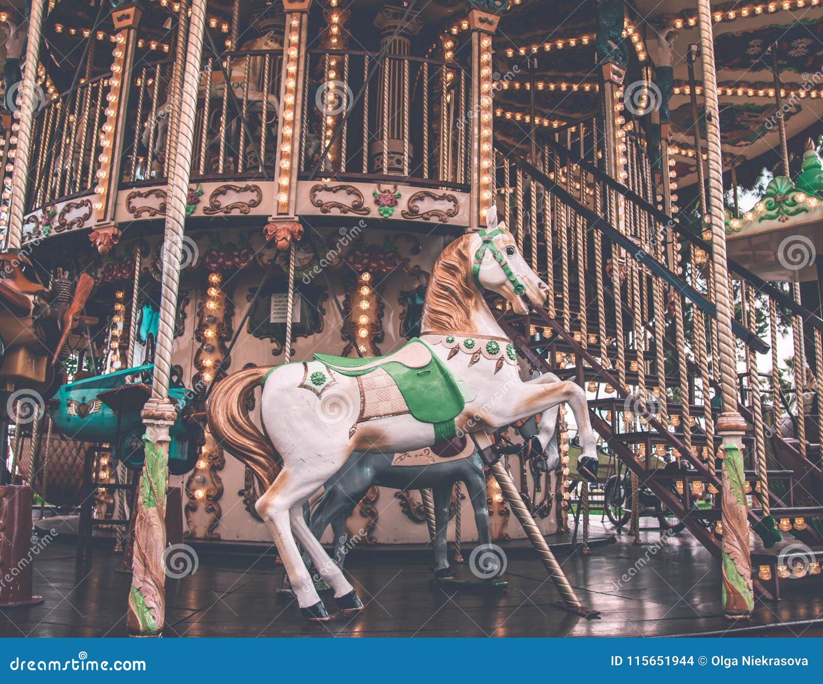 Old-fashioned Carousel Horses Stock Photography | CartoonDealer.com ...