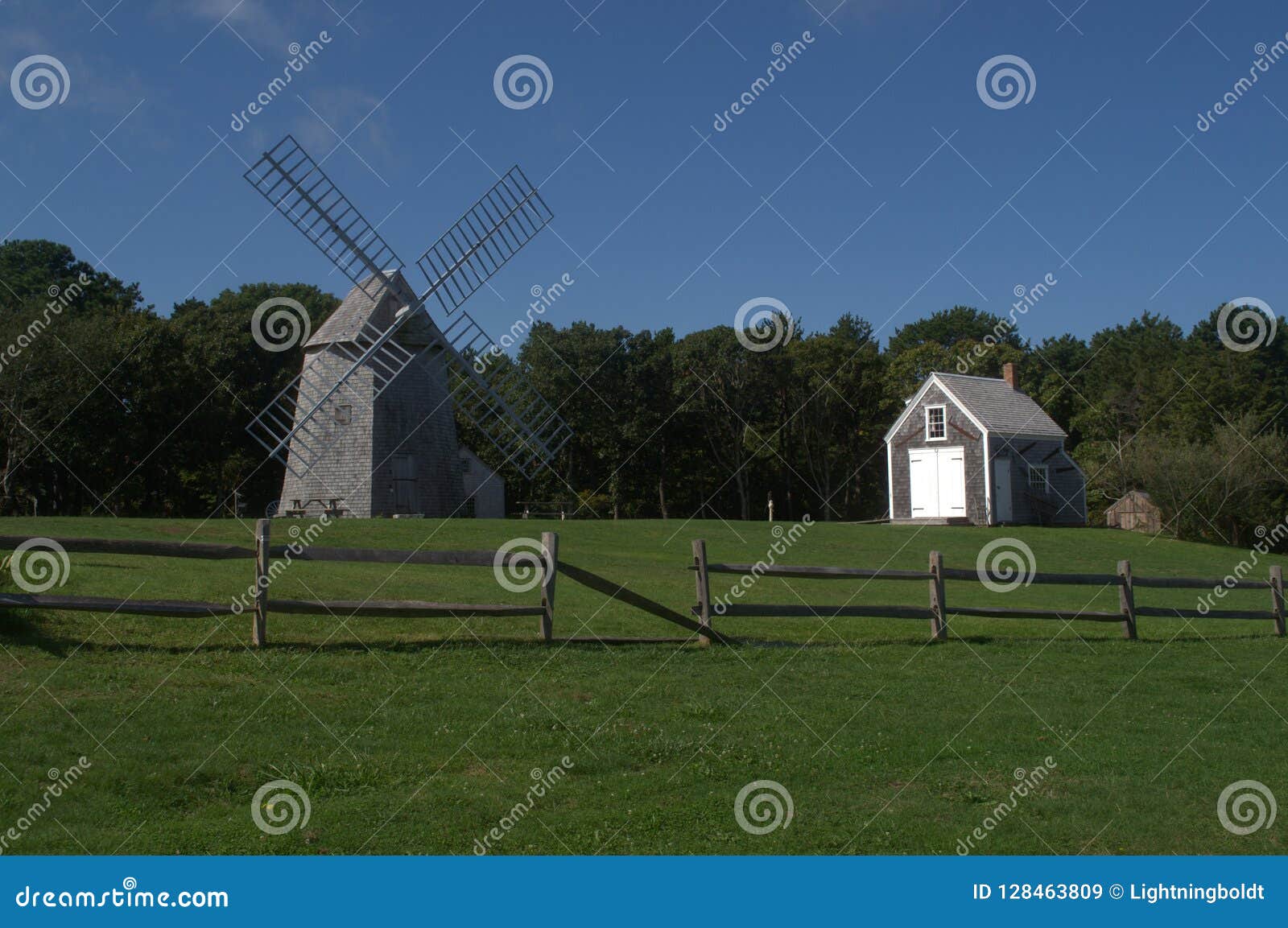 Higgins Farm Windmill, Brewster MA Cape Cod Stock Image - Image of ...