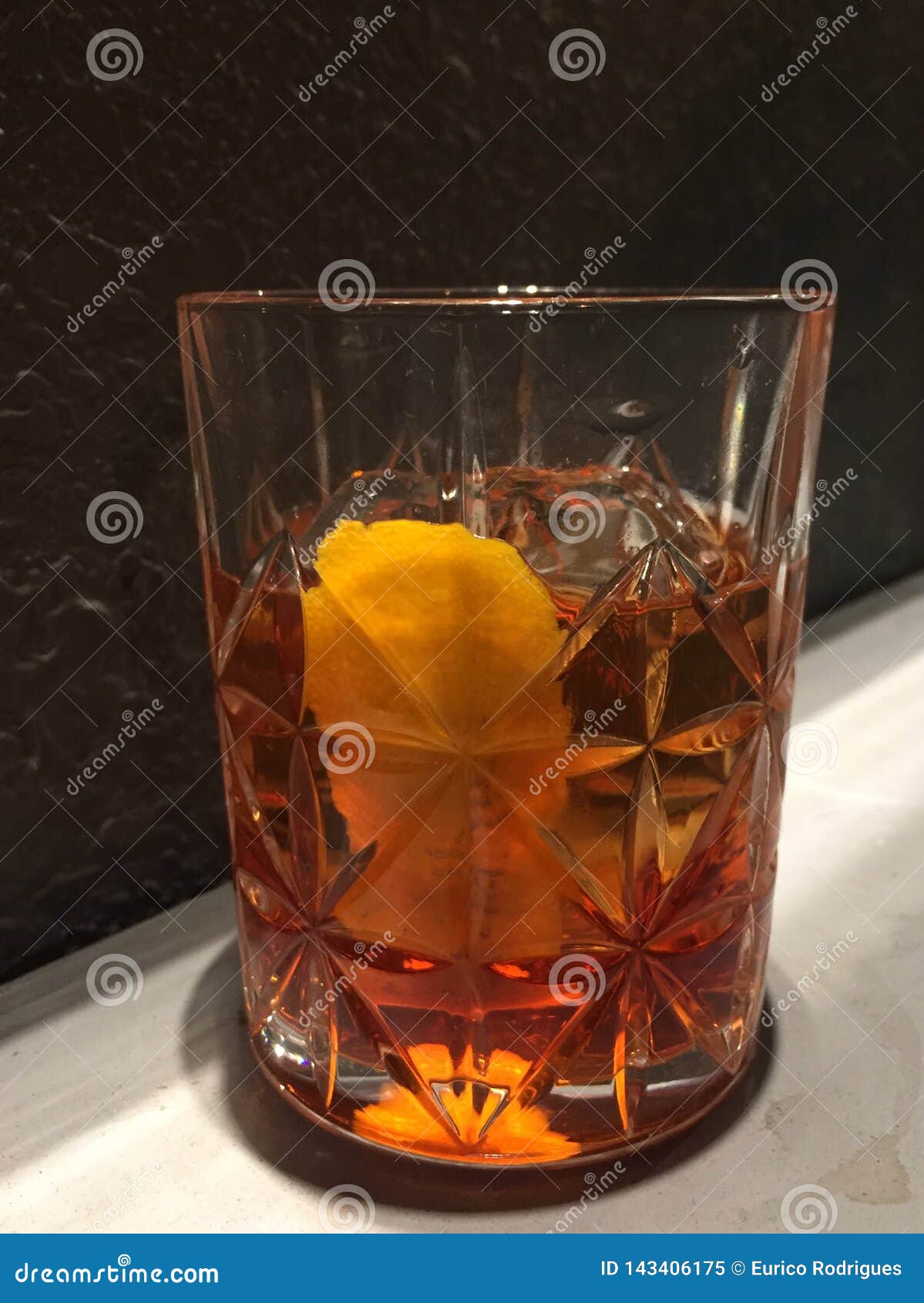 The Old Fashioned Cocktail in a Cut Old Fashioned Glassware Stock Image ...