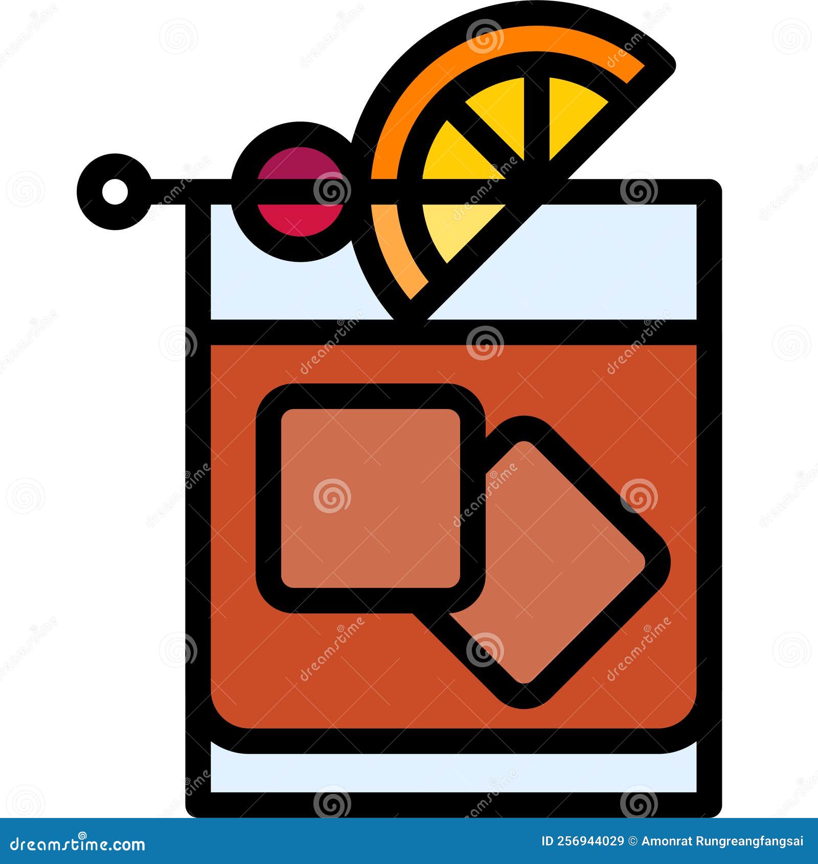 Old Fashioned Cocktail Icon, Alcoholic Mixed Drink Vector Stock Vector ...