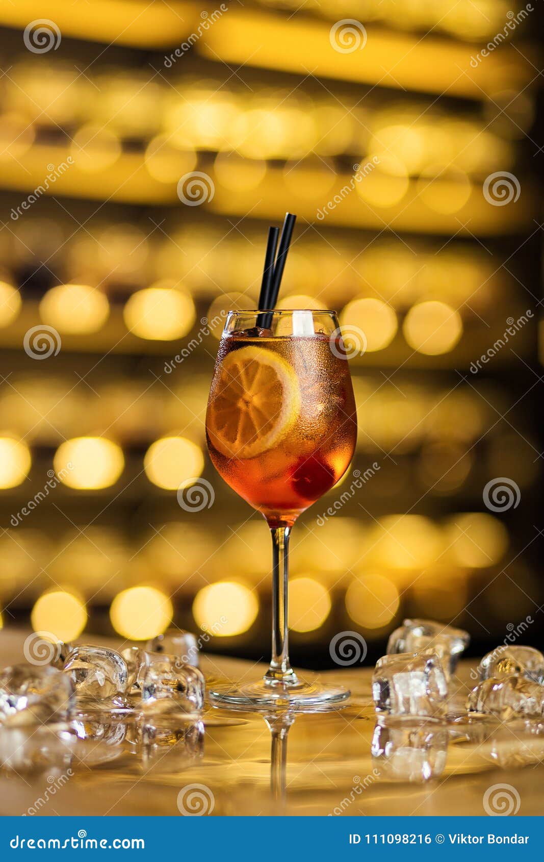Old Fashioned Cocktail Standing on the Bar Stock Photo - Image of ...