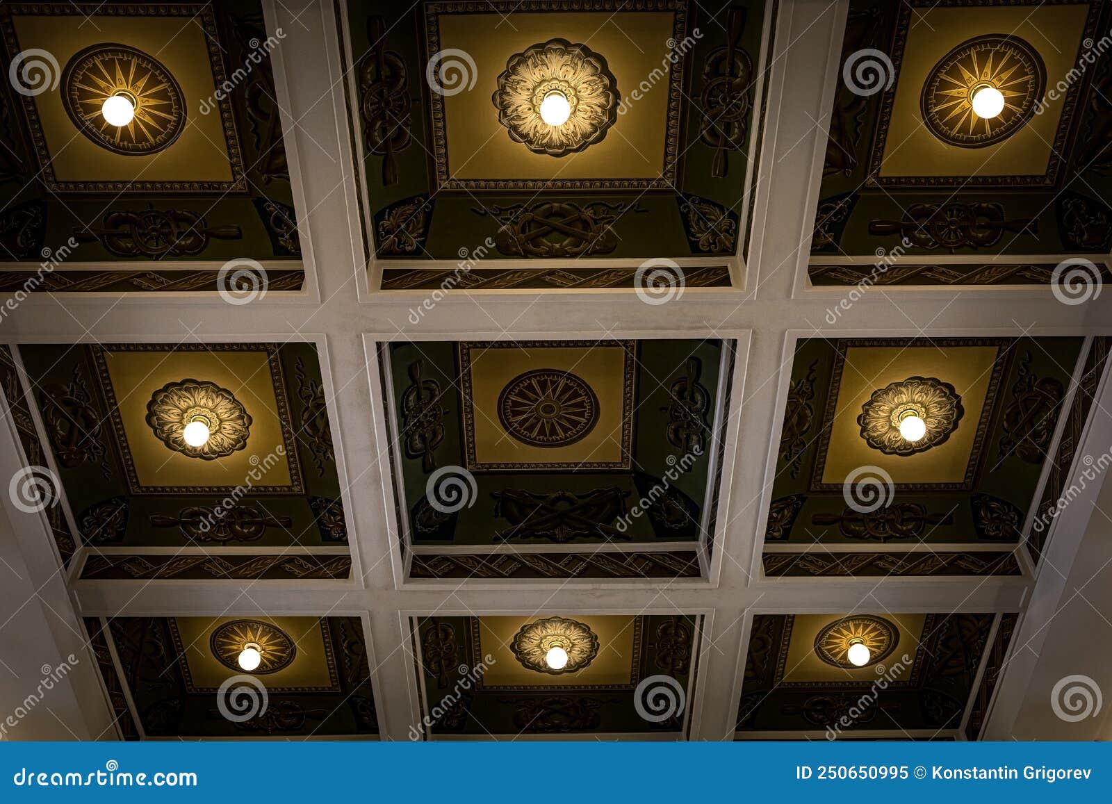 Old Fashioned Coffered Ceiling in North River Terminal Building Stock ...
