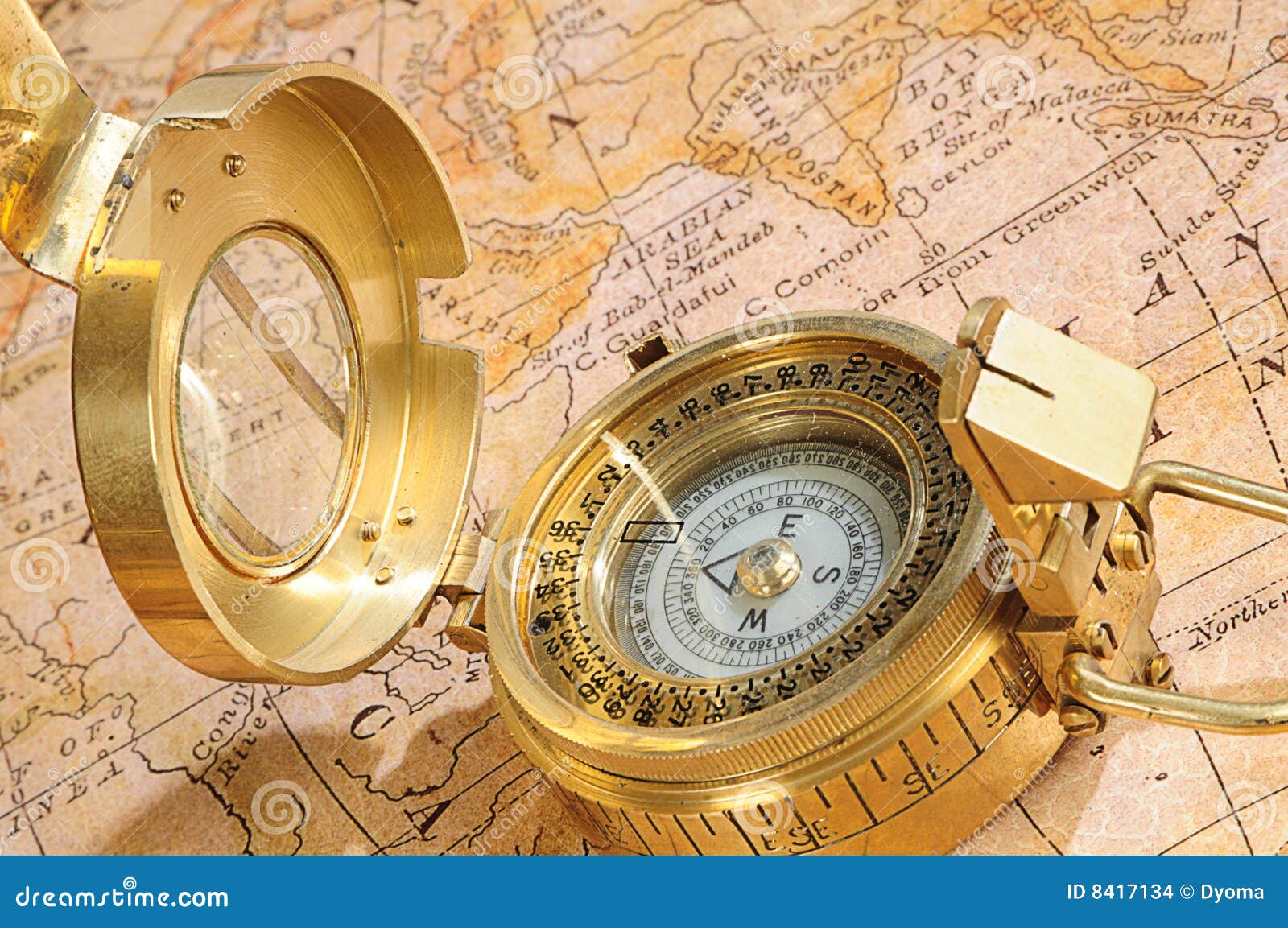 Old-fashioned compass stock photo. Image of gold, magnet - 8417134