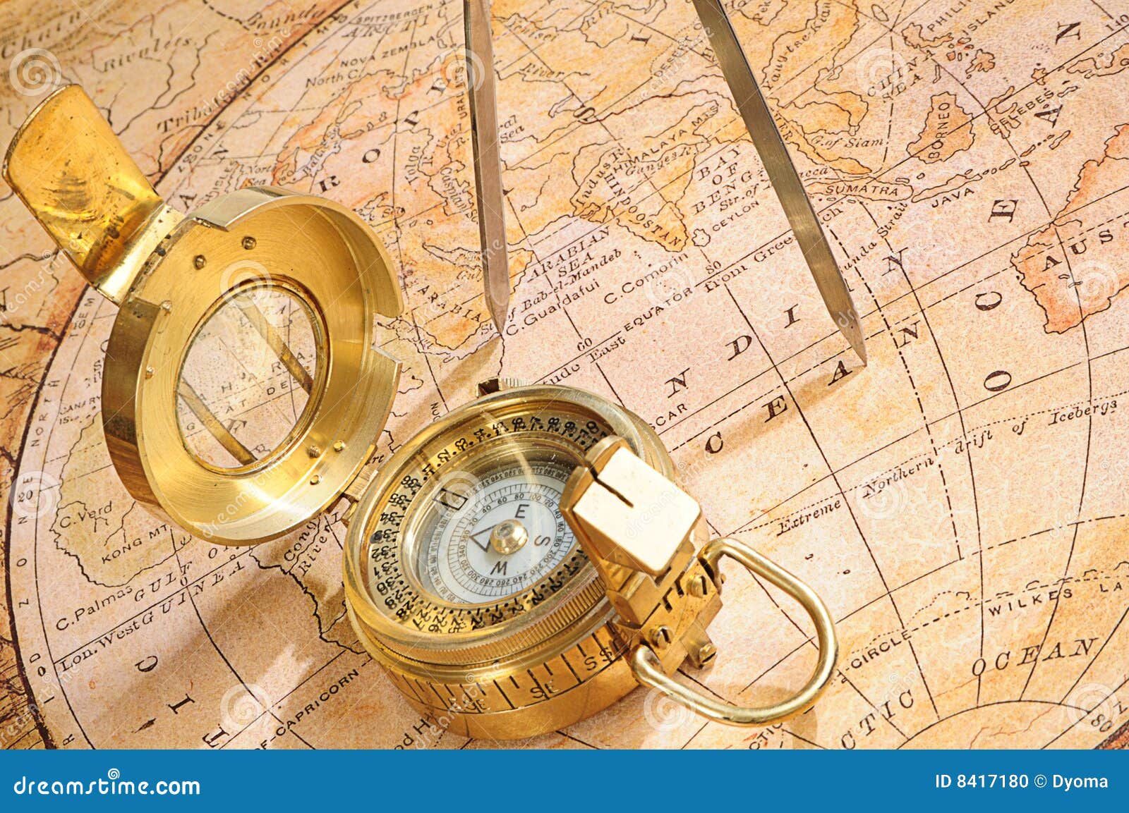 Old-fashioned compass stock photo. Image of horizontal - 8417180