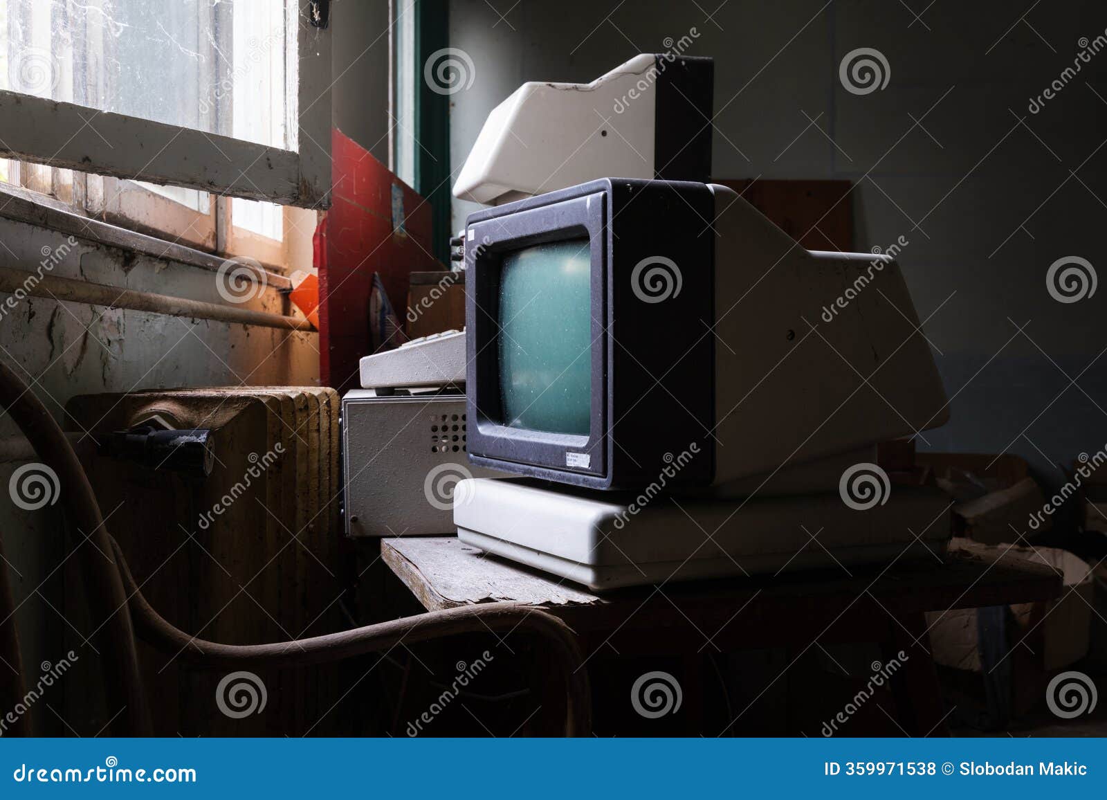 Old Fashioned Computer in Messy Warehouse Stock Photo - Image of ...