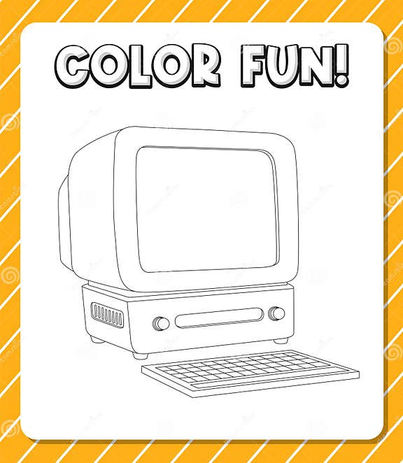 A Computer Ready for Coloring Fun Stock Illustration - Illustration of ...