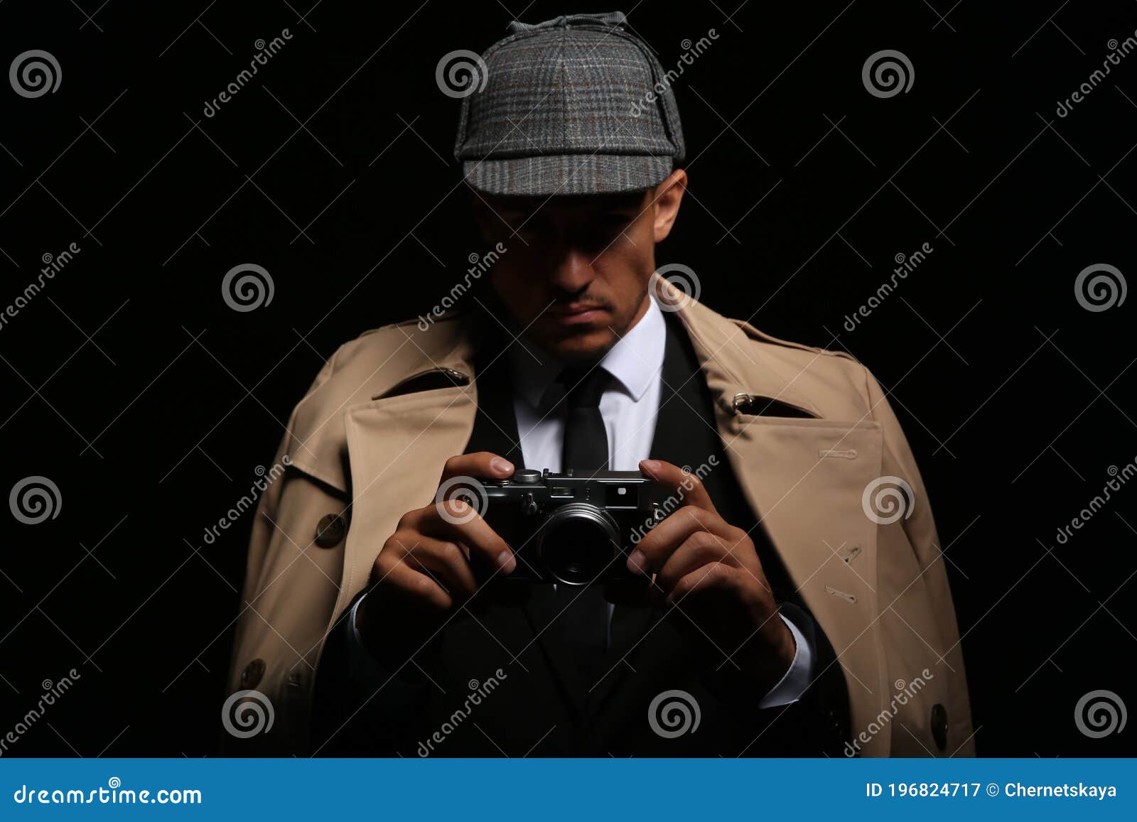 Old Fashioned Detective And His Colleague Working In Office Royalty ...