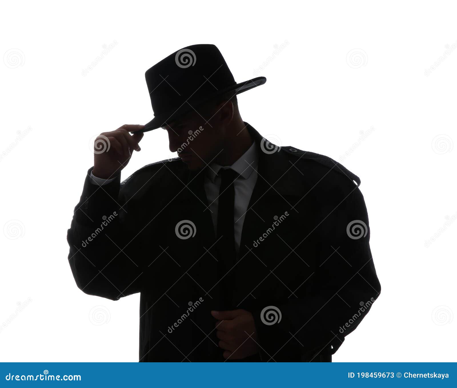 Old Fashioned Detective in Hat on White Background Stock Image - Image ...
