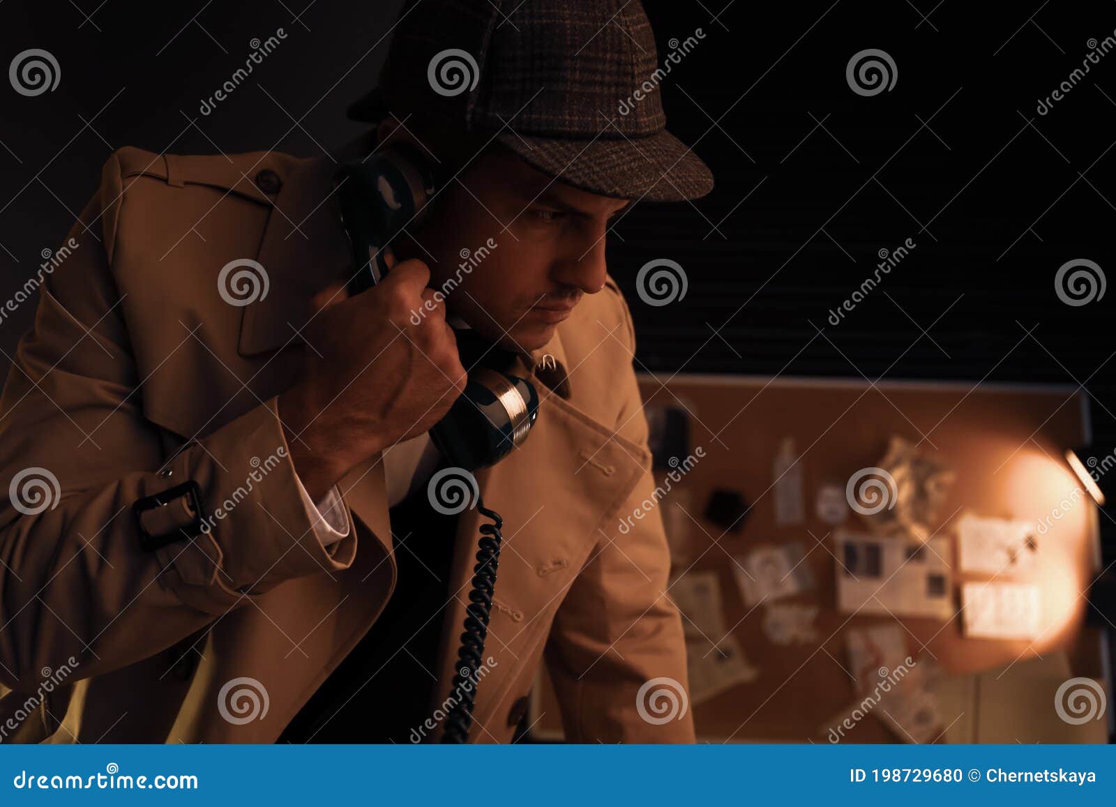 Old Fashioned Detective And His Colleague Working In Office Royalty ...