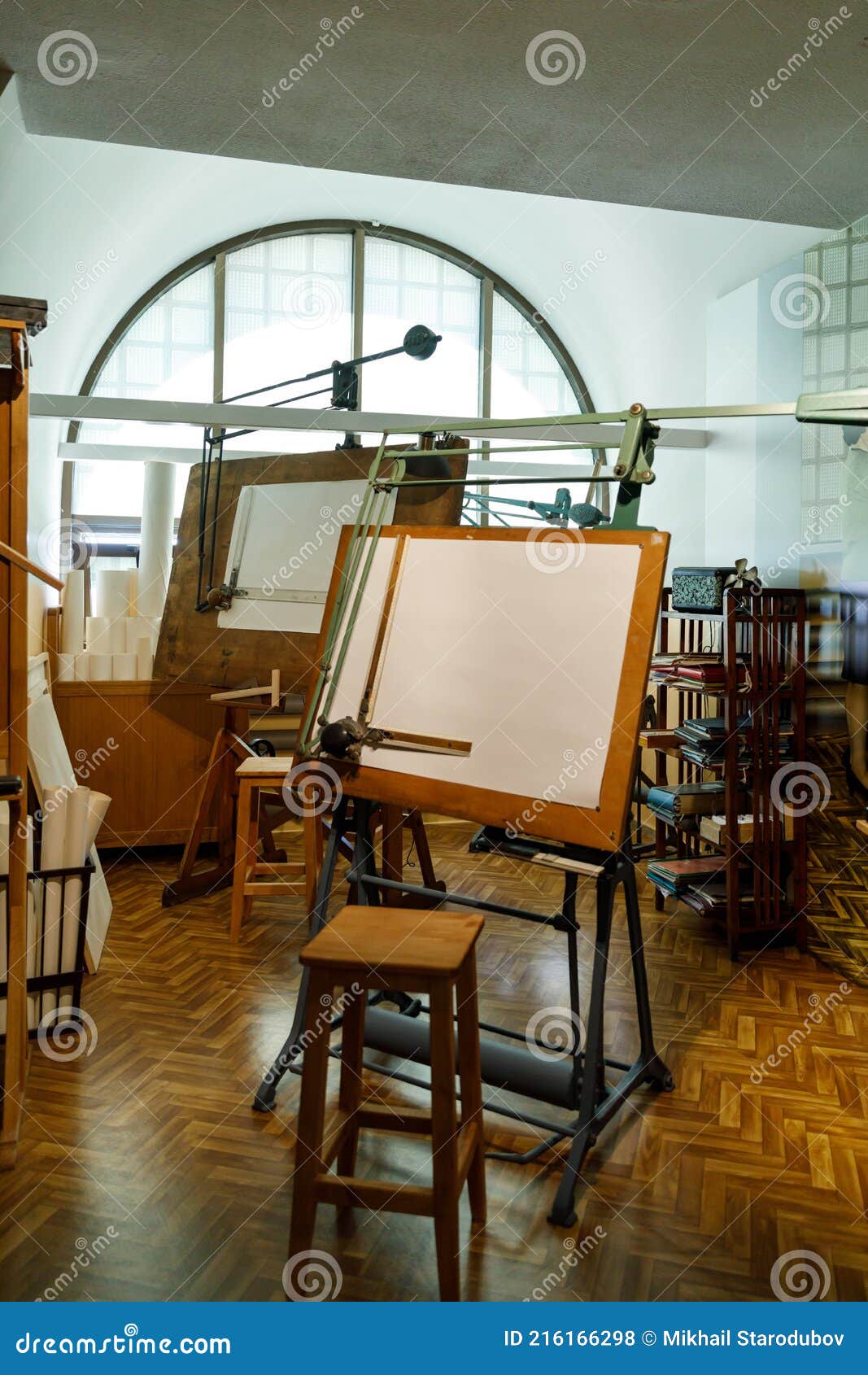 Old-fashioned Drawing Board in the Interior of the Soviet Design Bureau ...