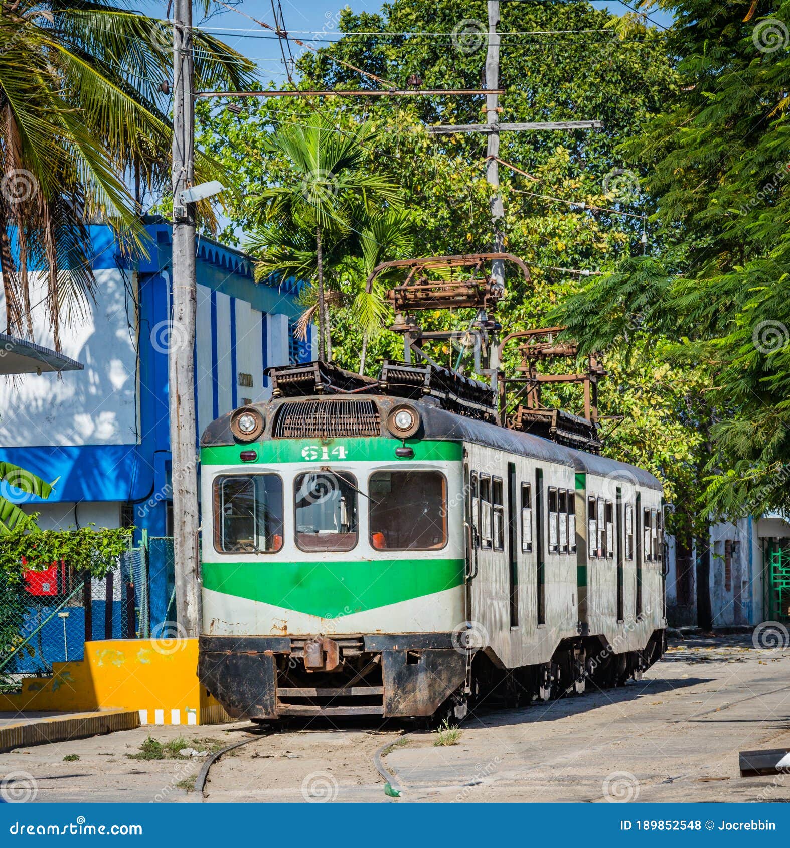 Old Fashioned Electric Train, Still Running, in Havana, Cuba Editorial ...