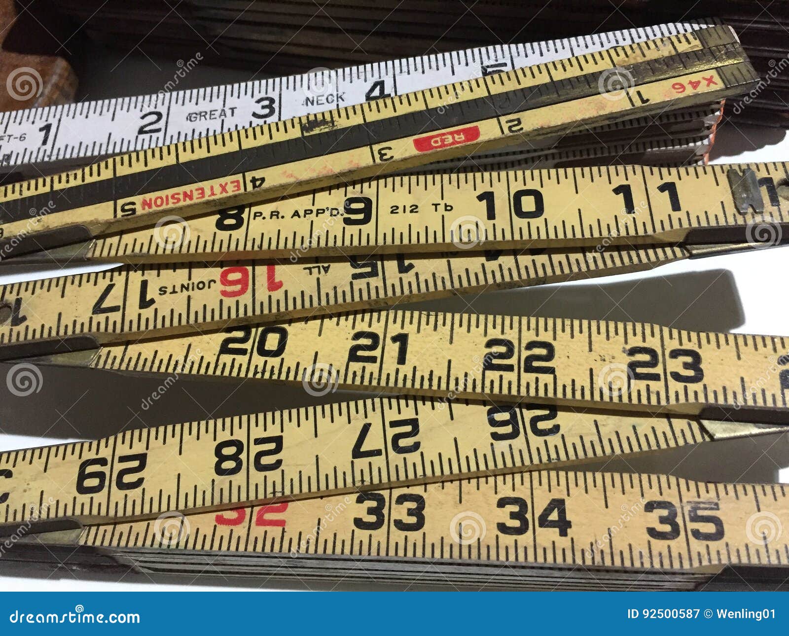 Old Fashioned Folding Rulers on Table Stock Image - Image of background ...
