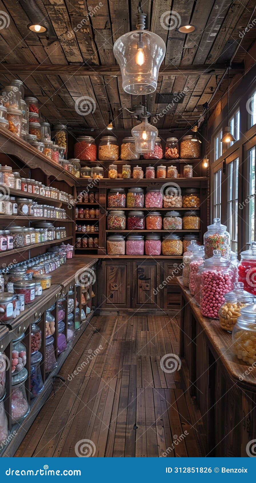 Old-fashioned General Store with Wooden Counters Candy Jars Stock Photo ...