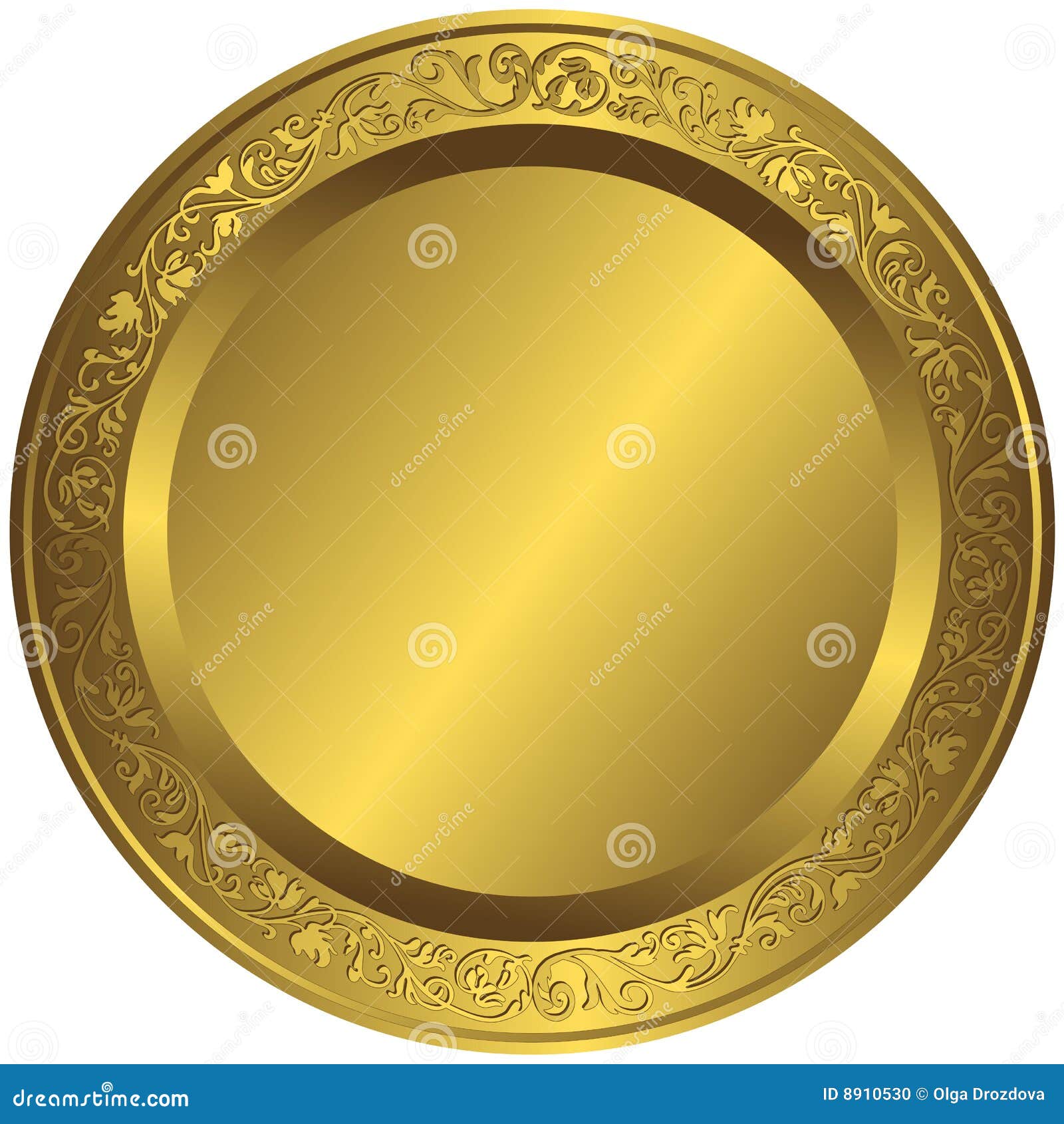 Old-fashioned Golden Plate Stock Photo - Image: 8910530