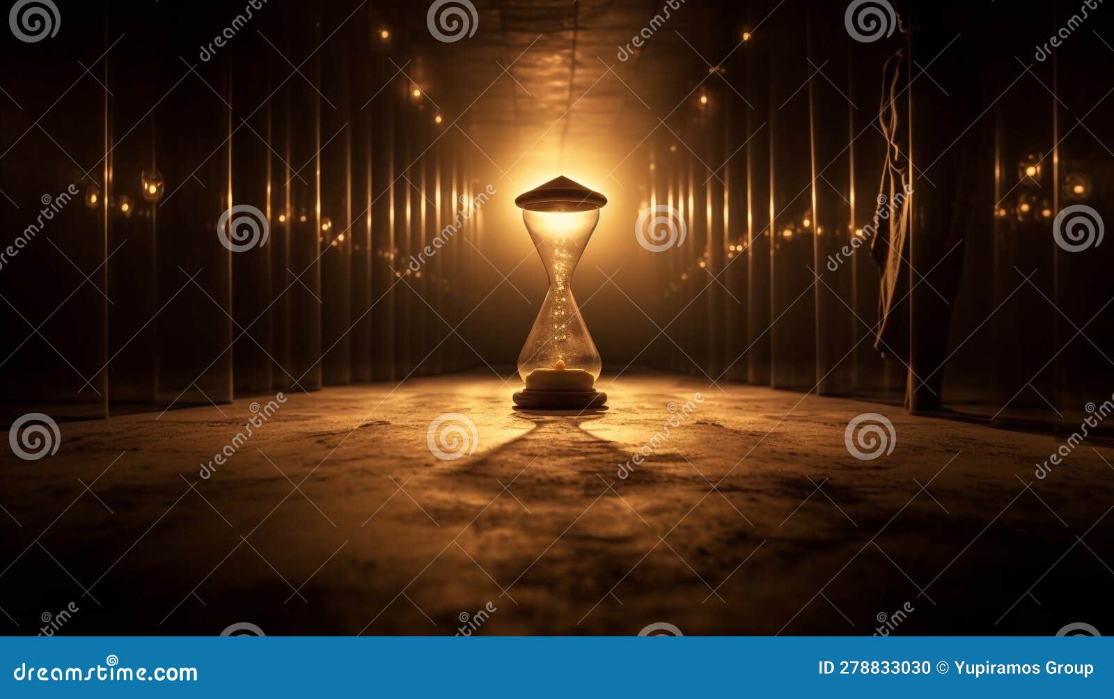 Old Fashioned Hourglass Counts Down Time in Illuminated Reflection ...
