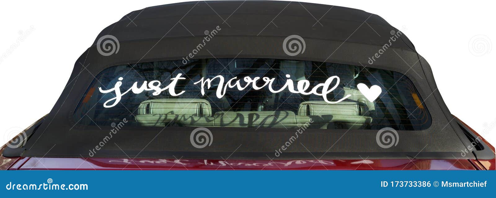 Old-fashioned JUST MARRIED Message Stock Photo - Image of wedding, rear ...