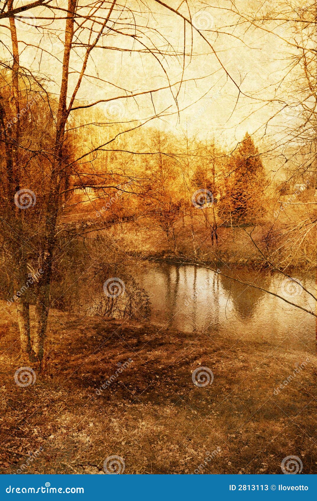 Old-fashioned landscape stock illustration. Illustration of decay - 2813113