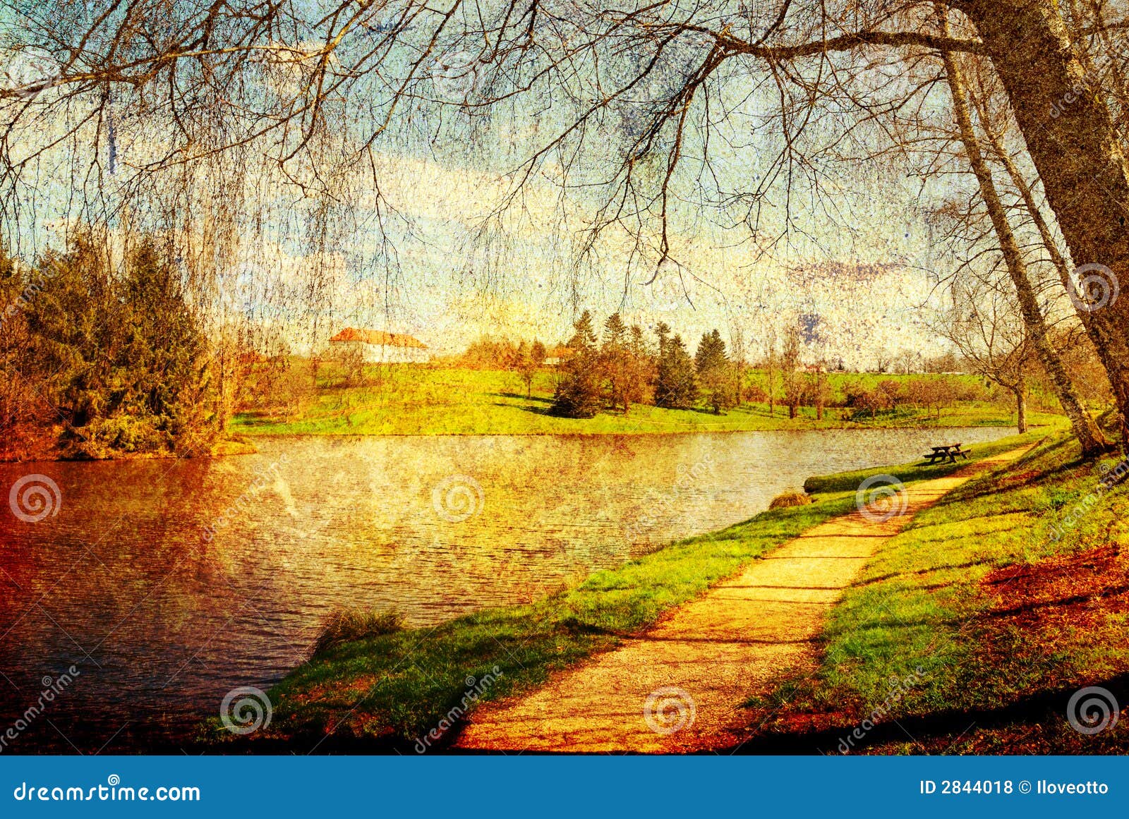 Old-fashioned landscape stock illustration. Illustration of grain - 2844018