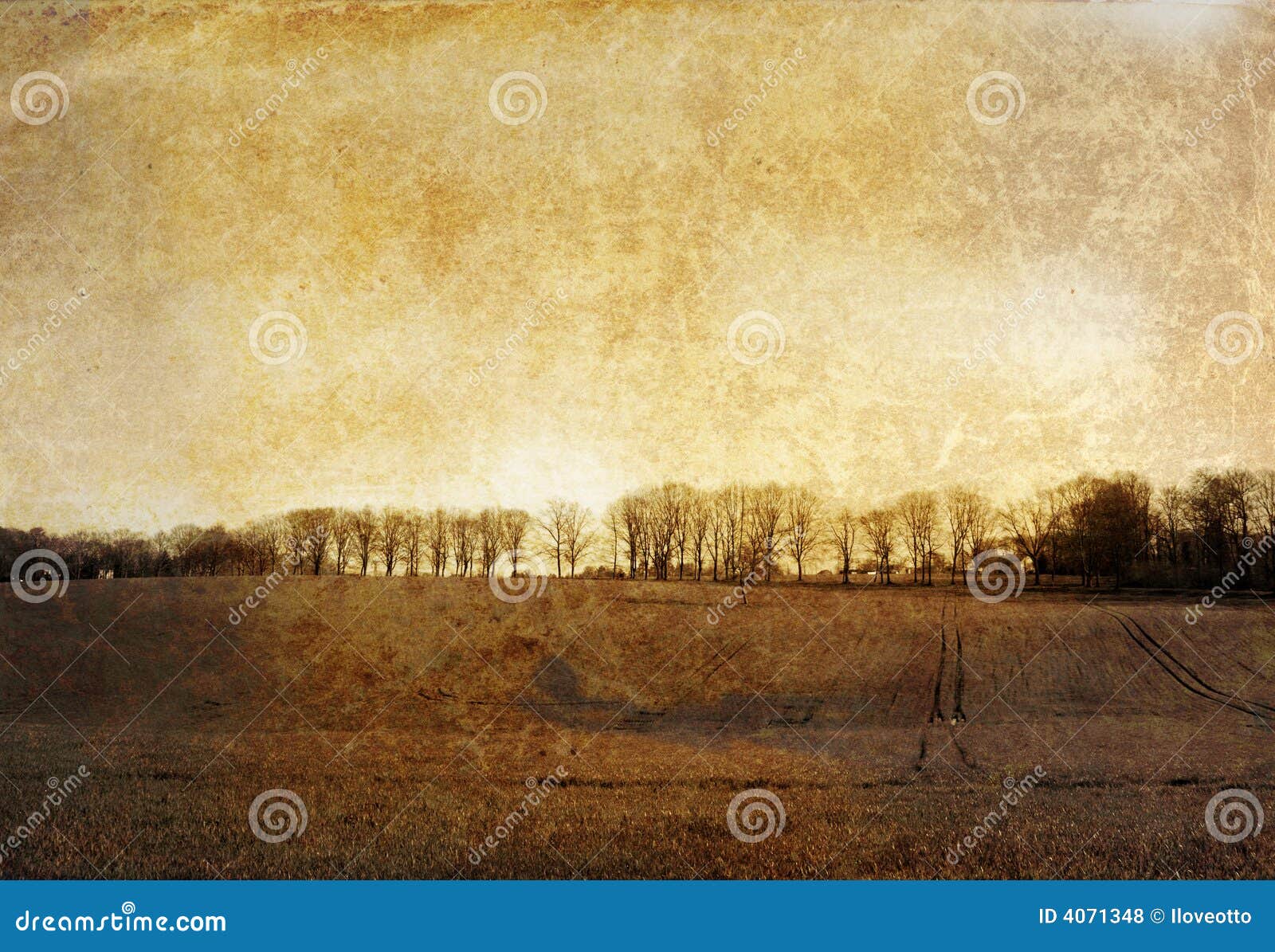 Old-fashioned landscape stock illustration. Illustration of agriculture ...