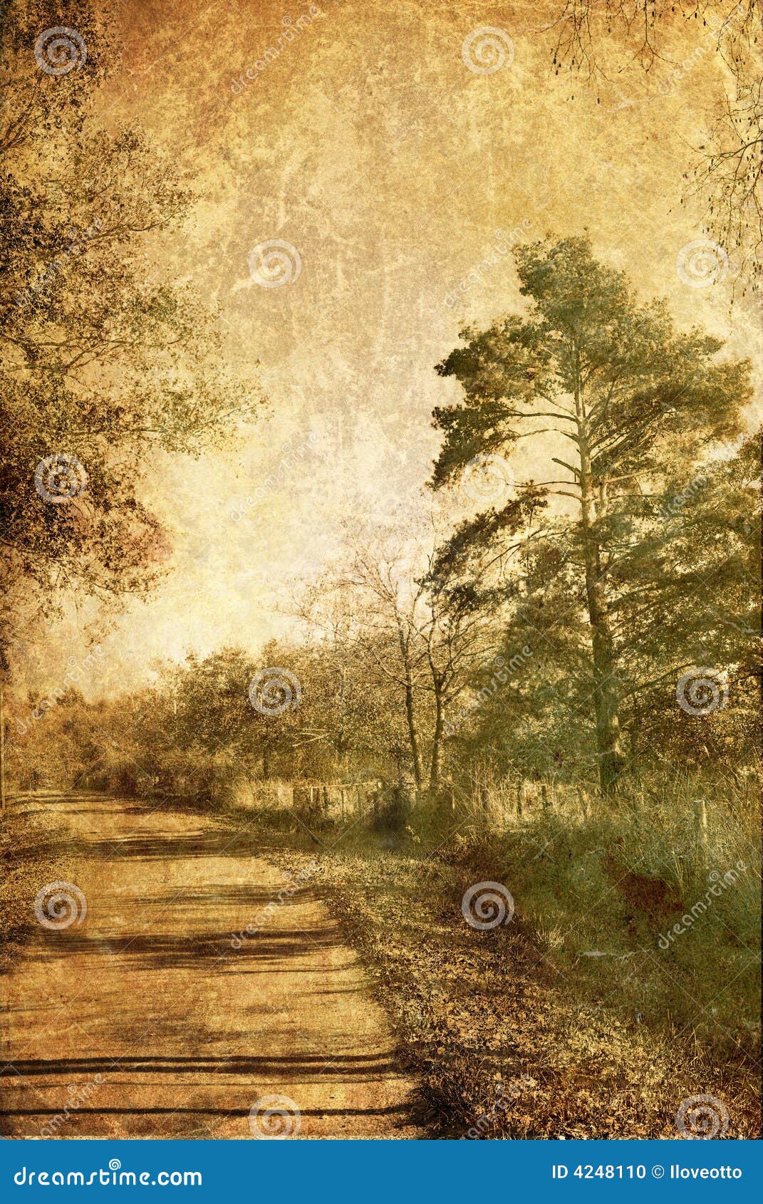 Old-fashioned landscape stock illustration. Illustration of aged - 4248110