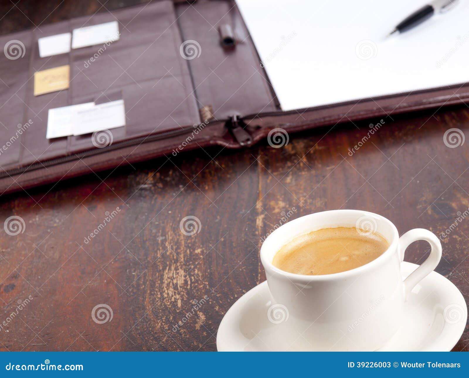 Old Fashioned Leather Folder with Coffee Stock Image - Image of ...
