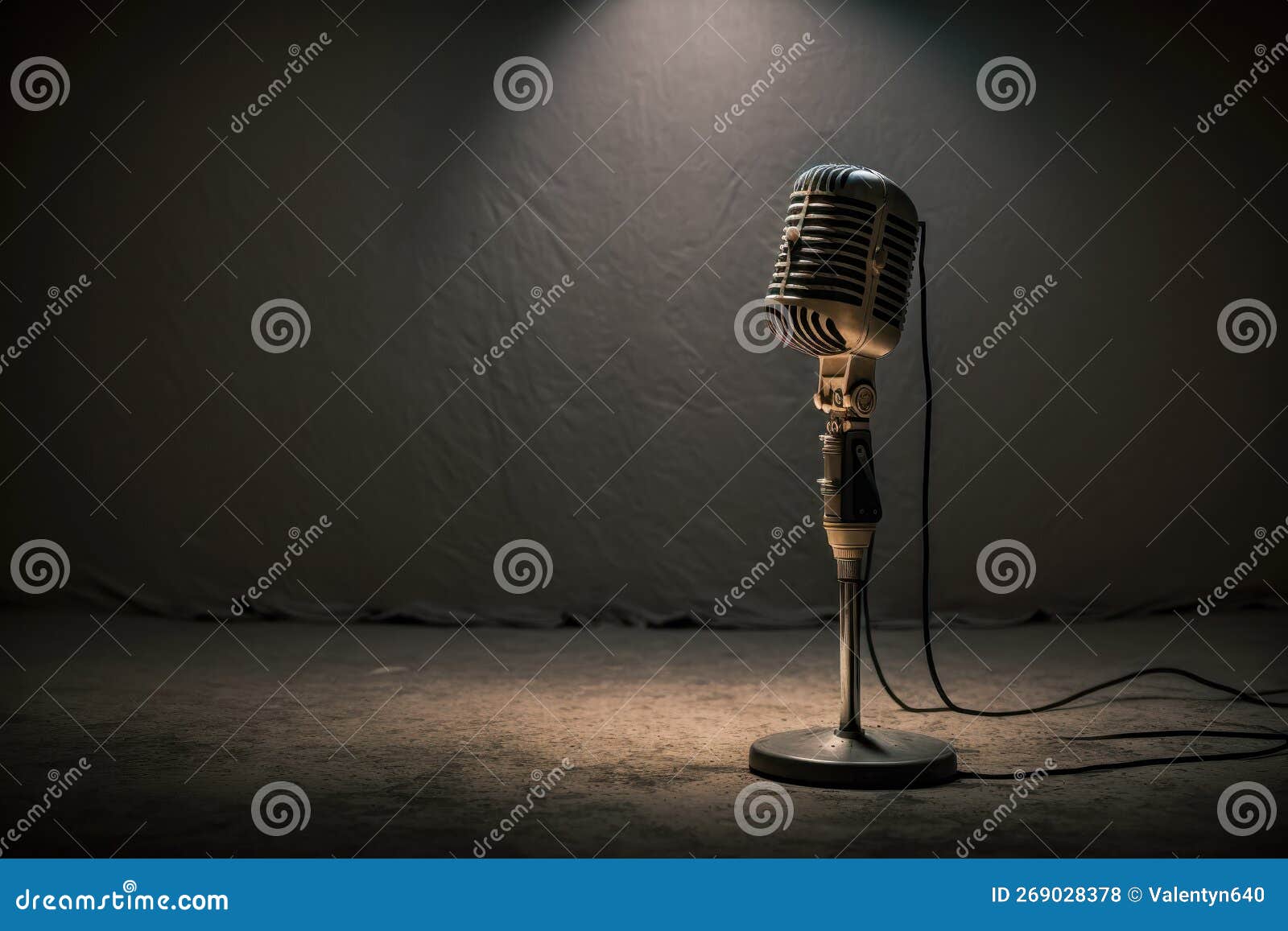 Old Fashioned Microphone Over White Background With Copy Space. 3D ...