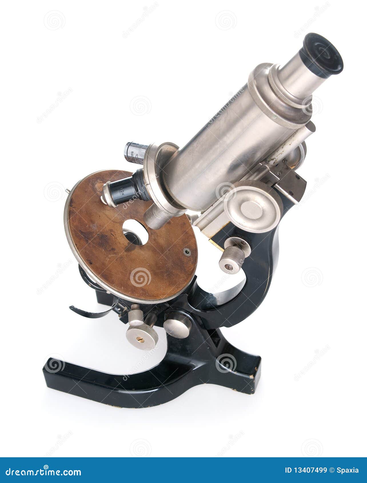 Old fashioned microscope stock image. Image of magnify - 13407499