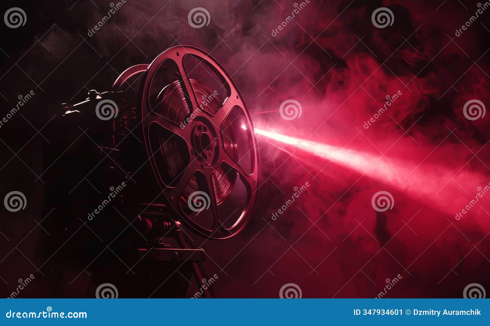 An Old-fashioned Movie Projector Running with Intense Lighting Effects ...