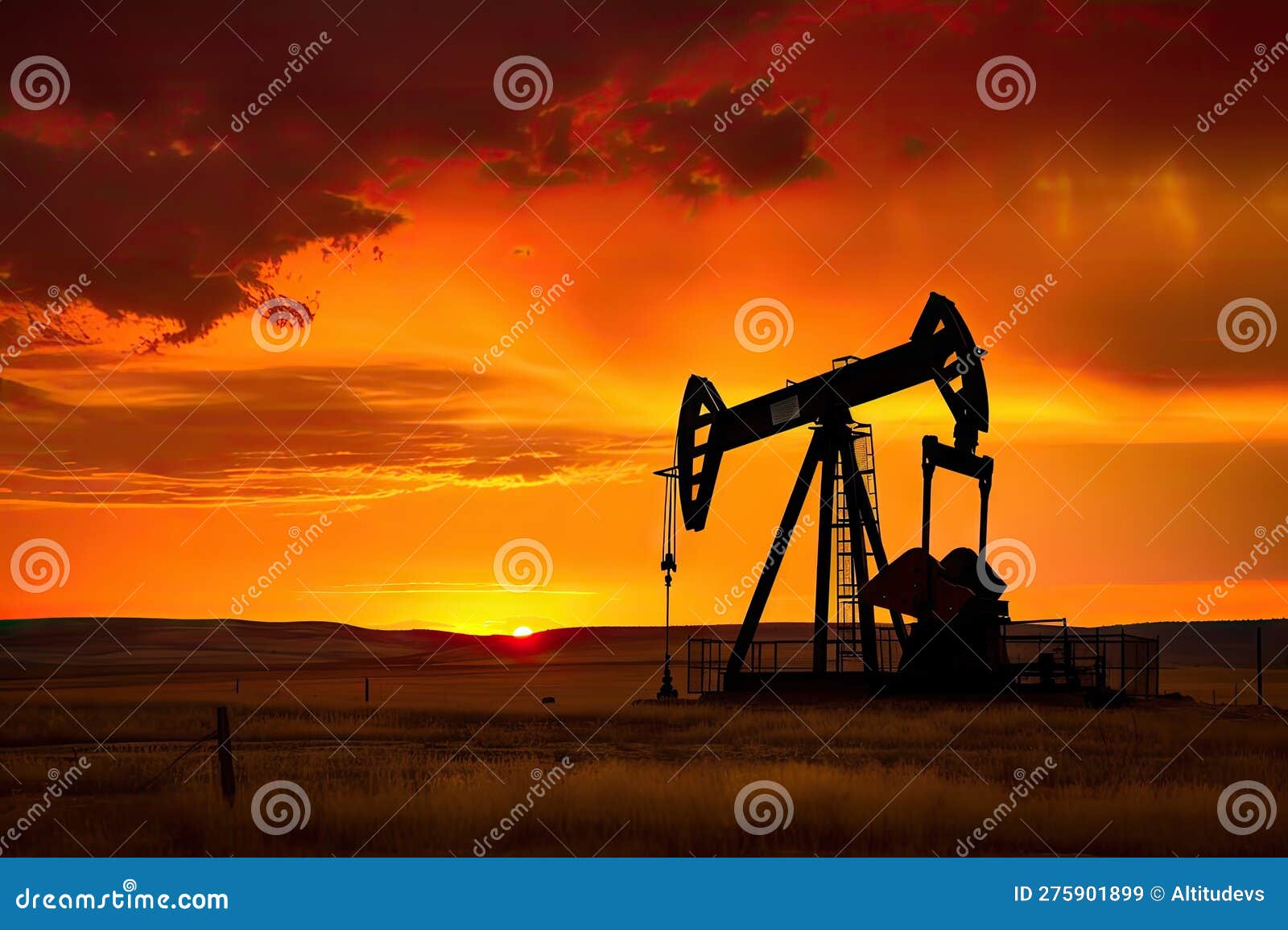 Old-fashioned Oil Derrick in Sunset with Golden Sky Stock Illustration ... Old-fashioned Oil Derrick in Sunset with Golden Sky Stock Illustration ...