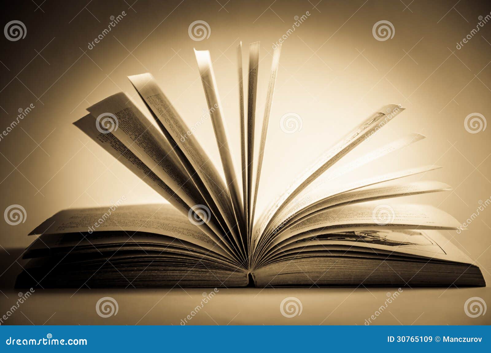 Old Fashioned Open Book Lighted Vintage Background Stock Image - Image ...