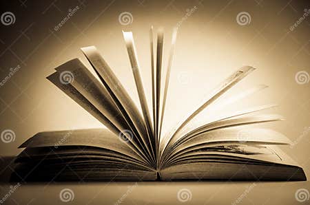 Old Fashioned Open Book Lighted Vintage Background Stock Image - Image ...