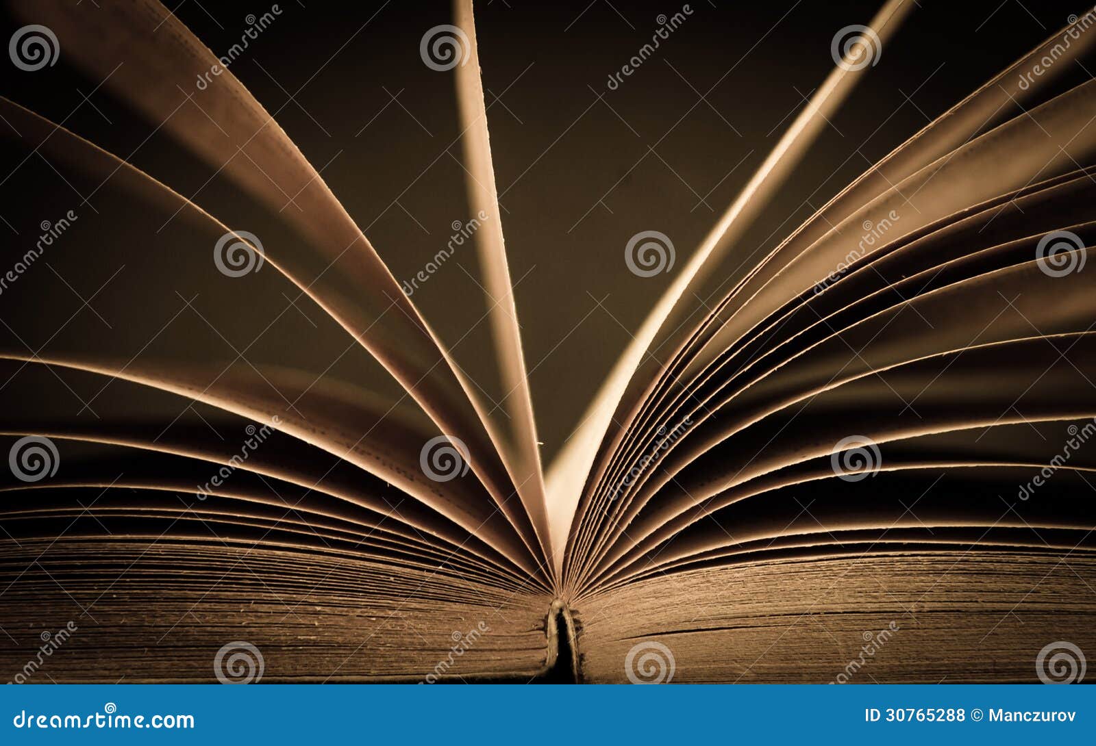 Old Fashioned Open Book Lighted Vintage Background Stock Photo - Image ...
