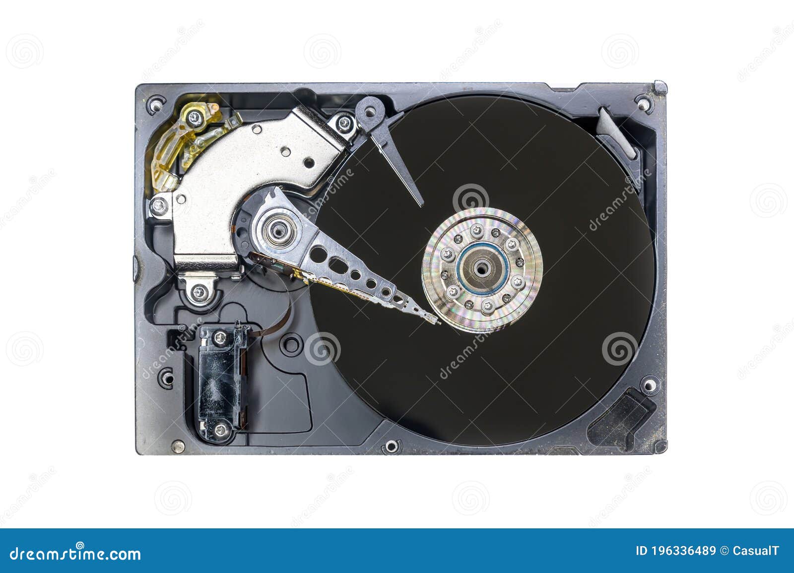 Old Fashioned, Open, Mechanical Harddisc Drive, Isolated on a White ...