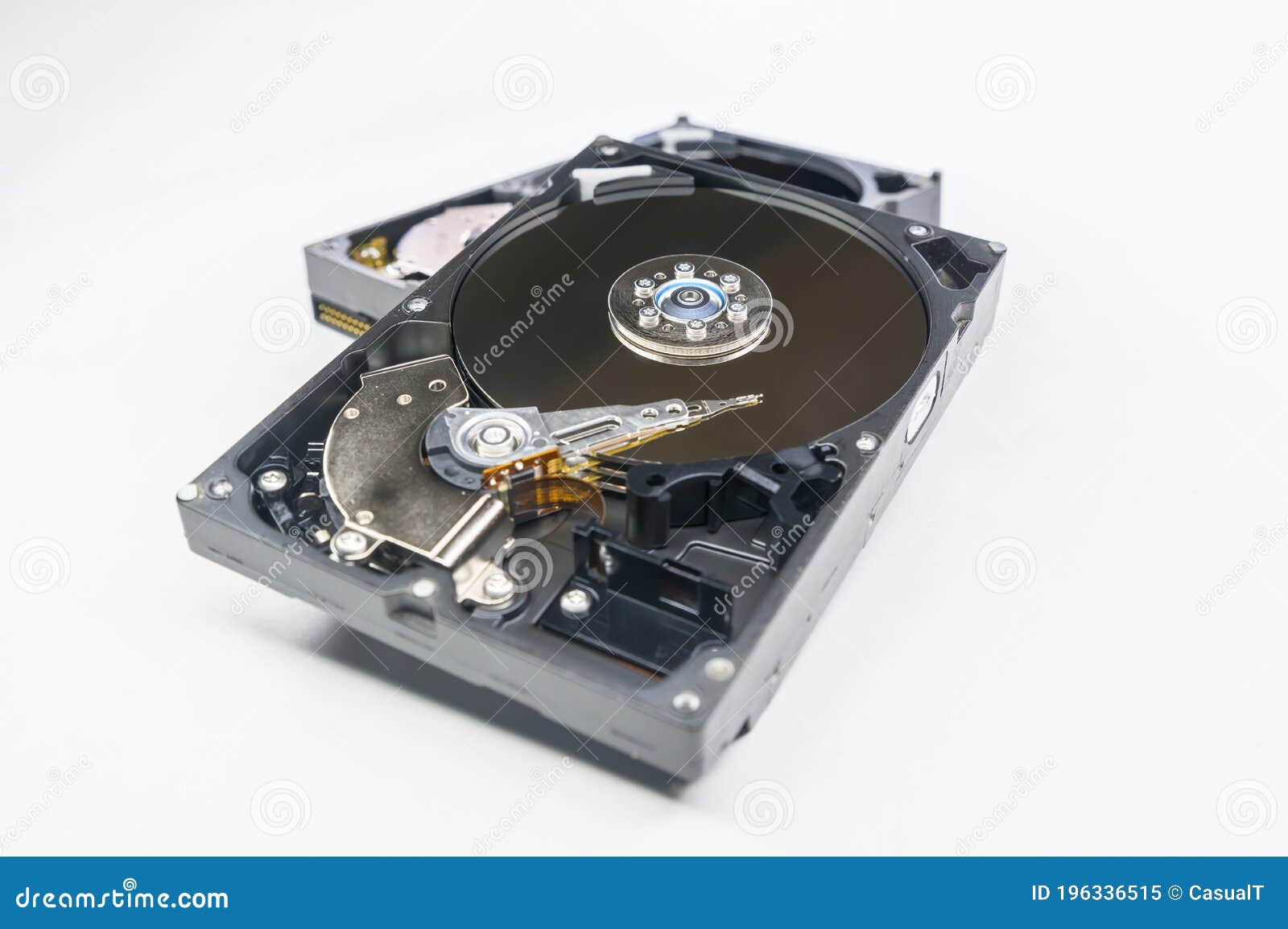 Old Fashioned, Open, Mechanical Harddisc Drive, Isolated on a White ...