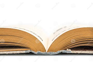 Old Fashioned Opened Book, Side View, Isolated on White Stock Photo ...