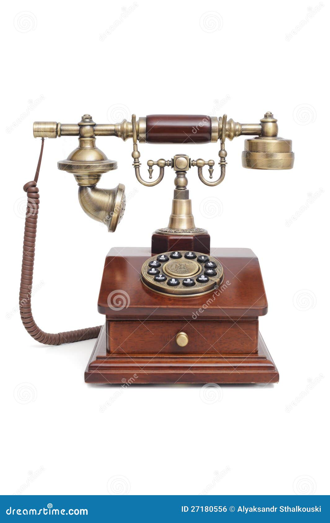 Old-fashioned Phone on White Isolated Background Stock Photo - Image of ...