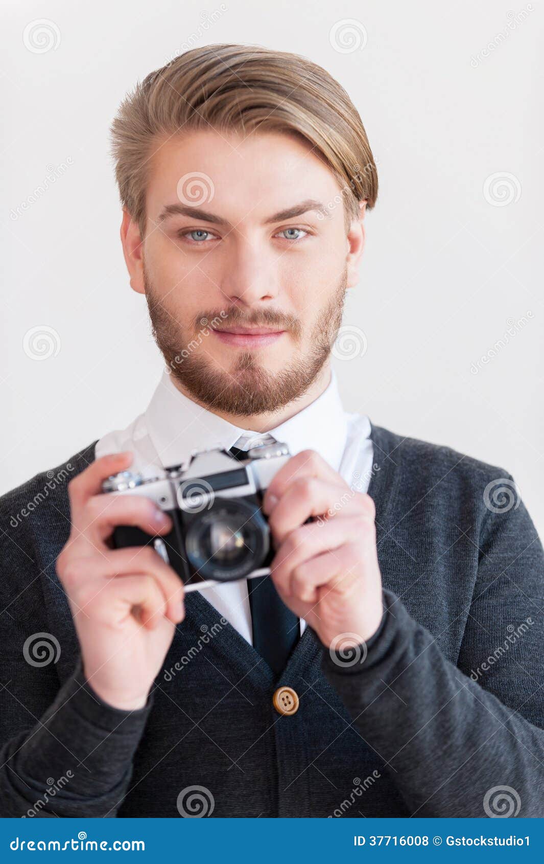 Old Fashioned Photographer Asks For A Smile. Works On Large Format ...
