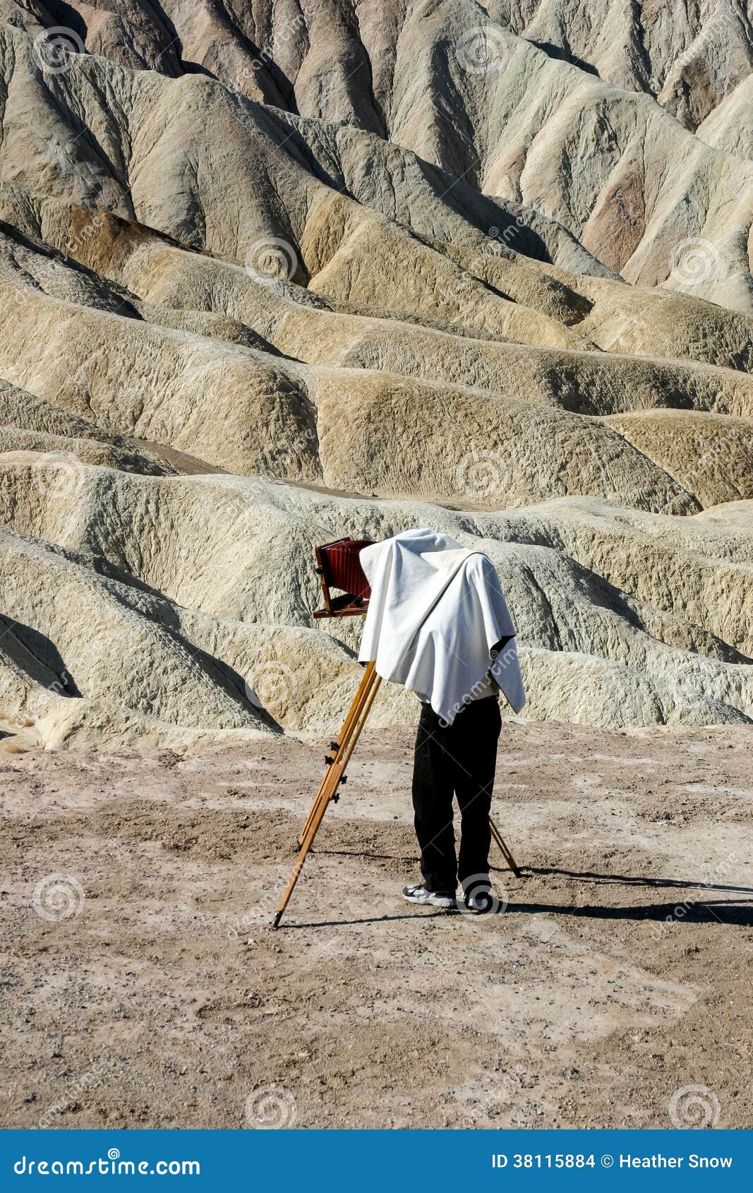 Old Fashioned Photographer Works With Large Format Camera. Concept ...