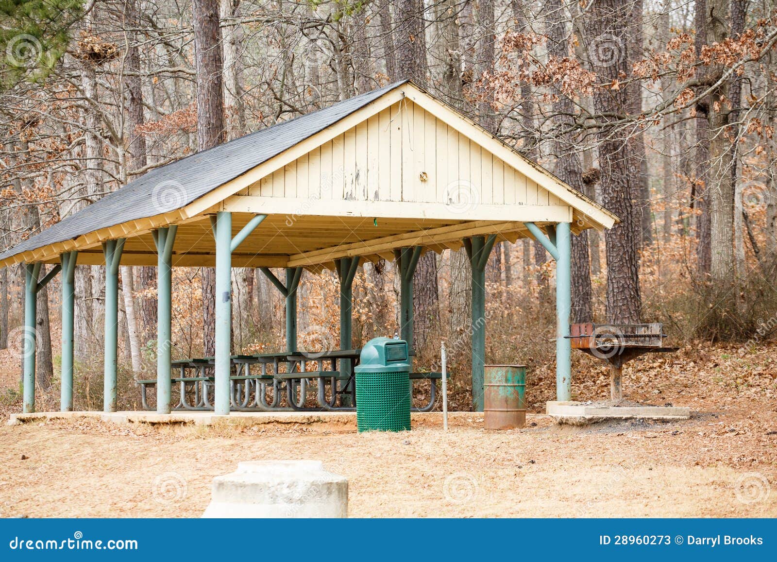 Old Fashioned Picnic Pavilion at Park Stock Image - Image of roof ...